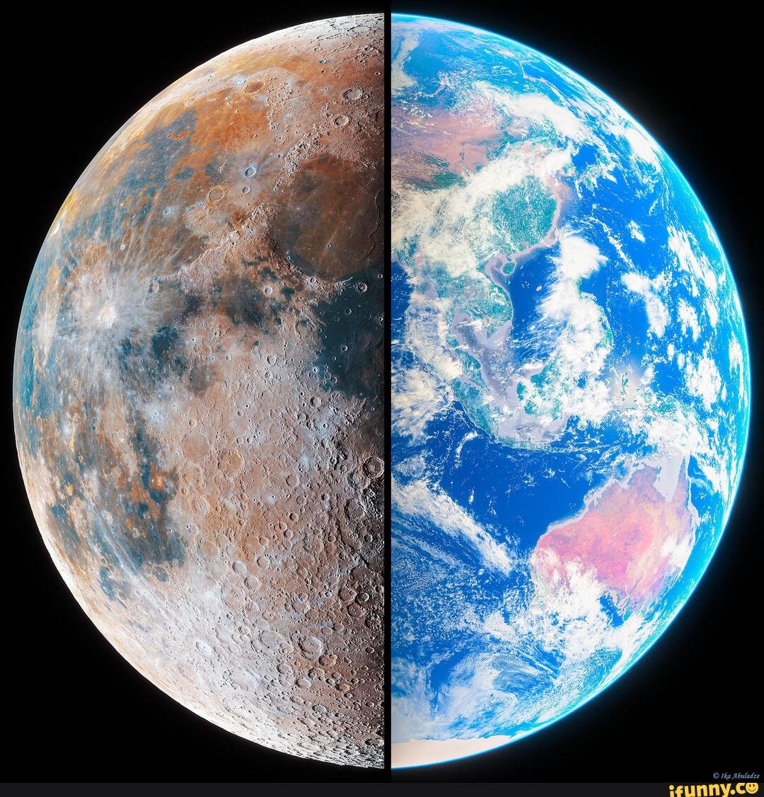 Earth & Moon side by side [NTS] (OC) - )