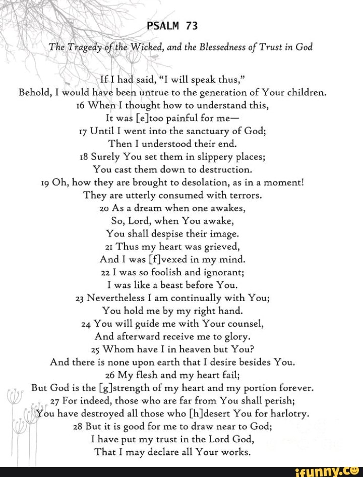 PSALM 73 The Tragedy-of the Wicked, and the Blessedness of Trust in God ...