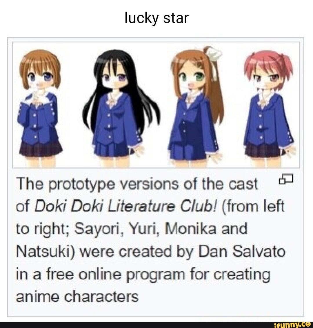 Lucky star The prototype versions of the cast of Doki Doki Literature ...