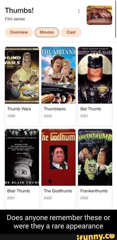 Thumbs! Film series Overview (Movies) Cast 'Thumbtanic Bat Thumb Blair ...