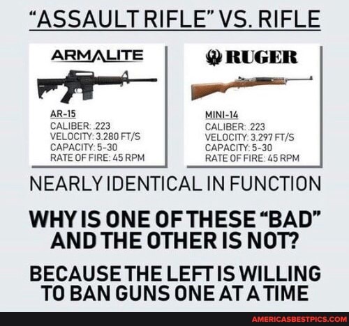 "ASSAULT RIFLE" VS. RIFLE ARMALITE @RUGER AR-I5 MINI-14 CALI 223 ...