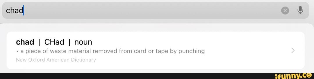 Chad I CHad I noun apiece of waste material removed from card or tape ...