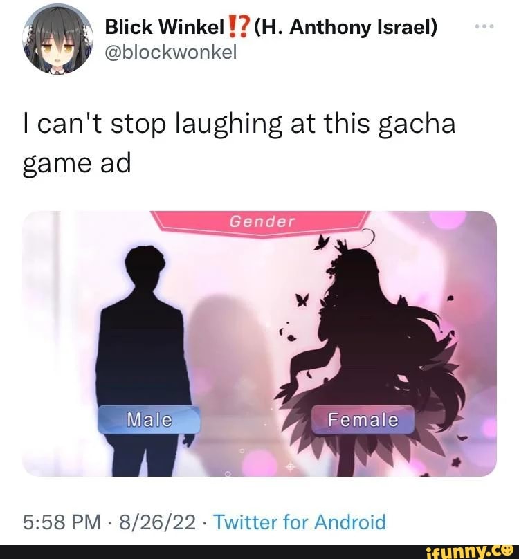 I can't stop laughing at this gacha game ad Gander Female PM - - Twitter for Android - iFunny