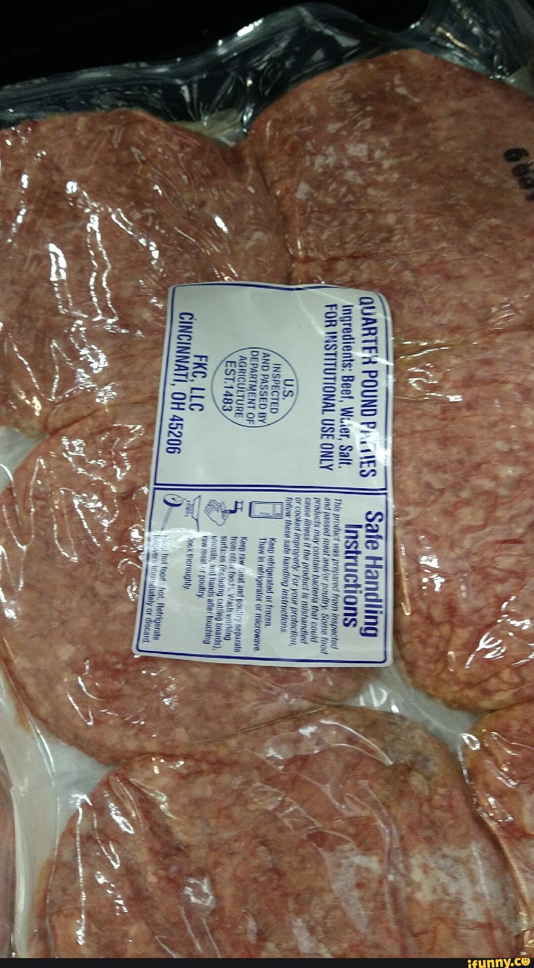 Ingrediants: Beef, Beef, POUND FOR ONLY USE INSTITUTIONAL Sate Le FKE ...