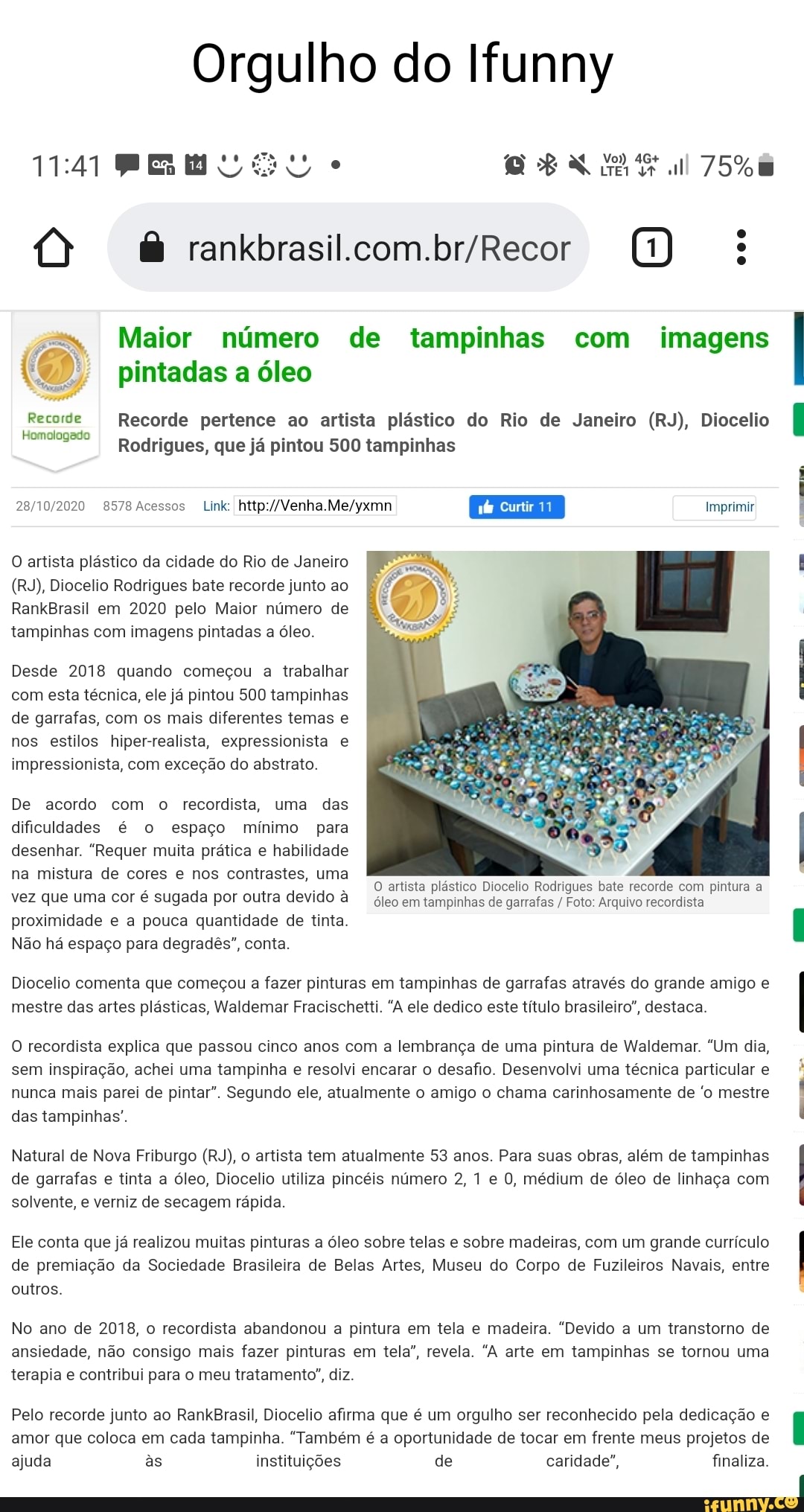 Orgulho do Ifunny (1) Imprime pintadas a óleo Maior número de tampinhas ...