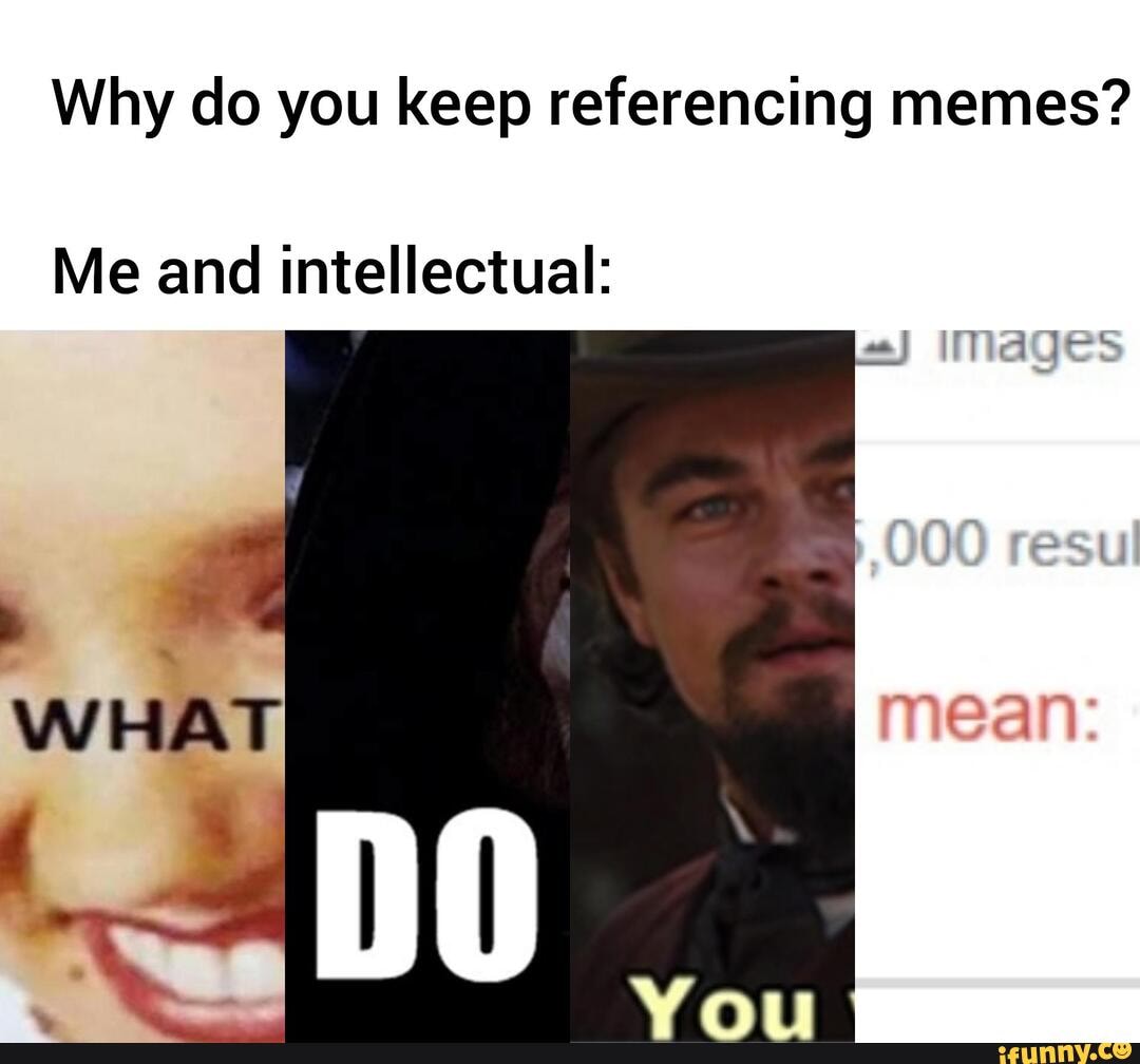 Why do you keep referencing memes? Me and intellectual: ages - iFunny
