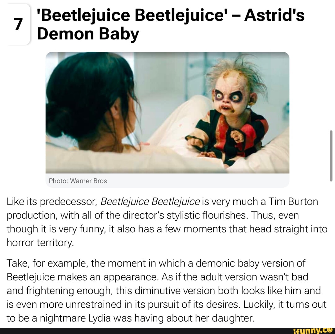 "Beetlejuice Beetlejuice' Astrid's Demon Baby Photo: Warner Bros Like ...