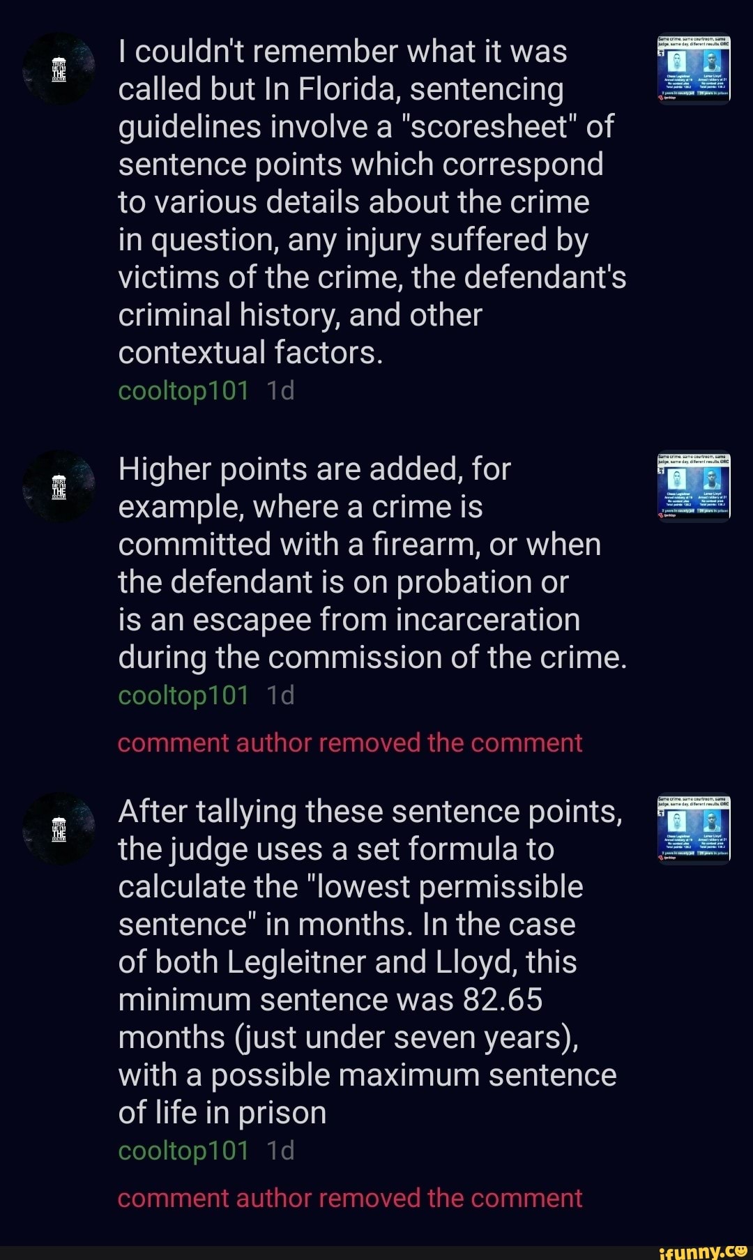 I couldn't remember what it was called but In Florida, sentencing ...