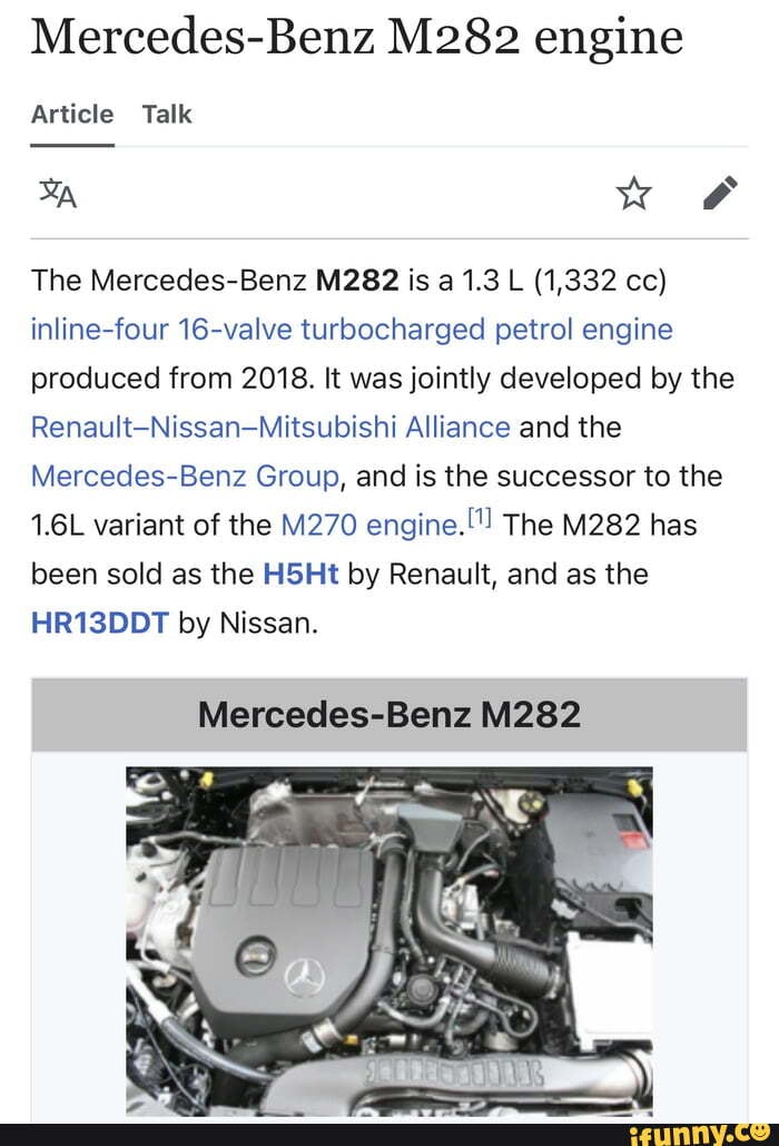 Mercedes-Benz M282 engine Article Talk IN ww The Mercedes-Benz M282 is ...