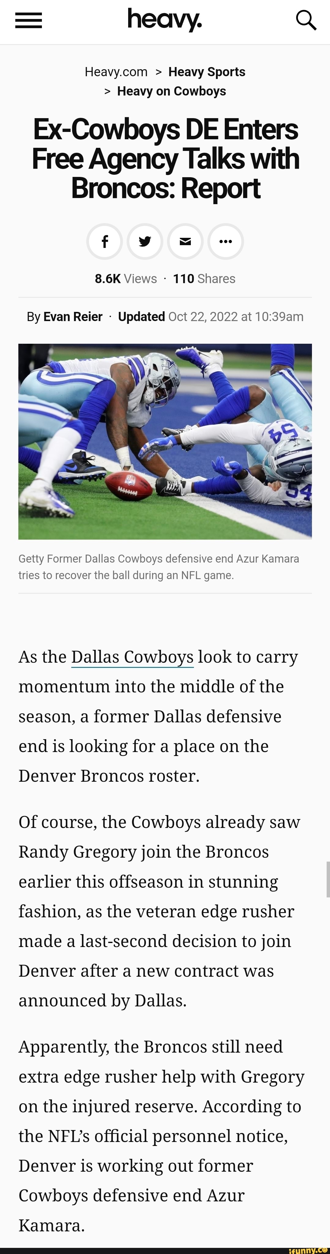 Heavy. Q > Heavy Sports > Heavy on Cowboys Ex-Cowboys DE Enters Free ...