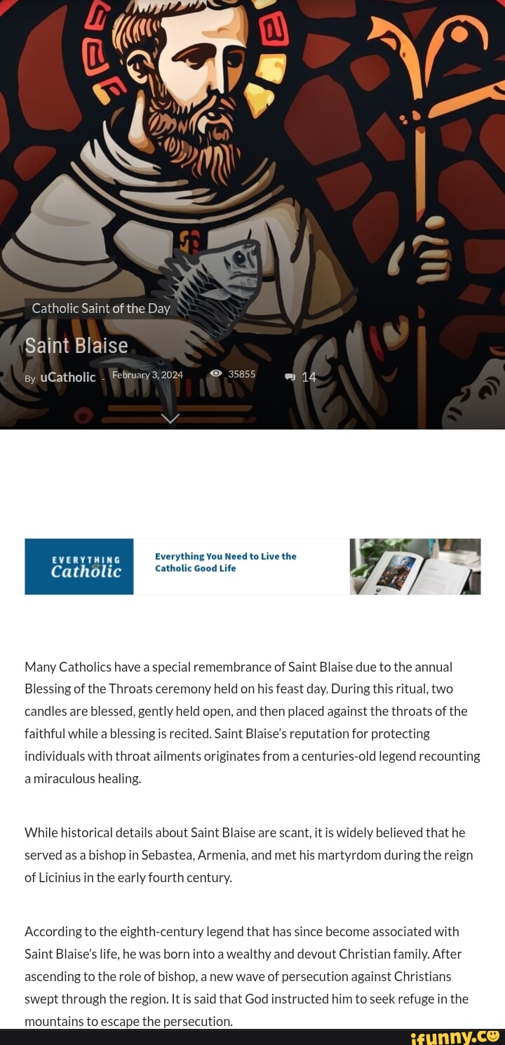 (au: Catholic Saint of the Day Saint Blaise By uCatholic EVERYTHING ...