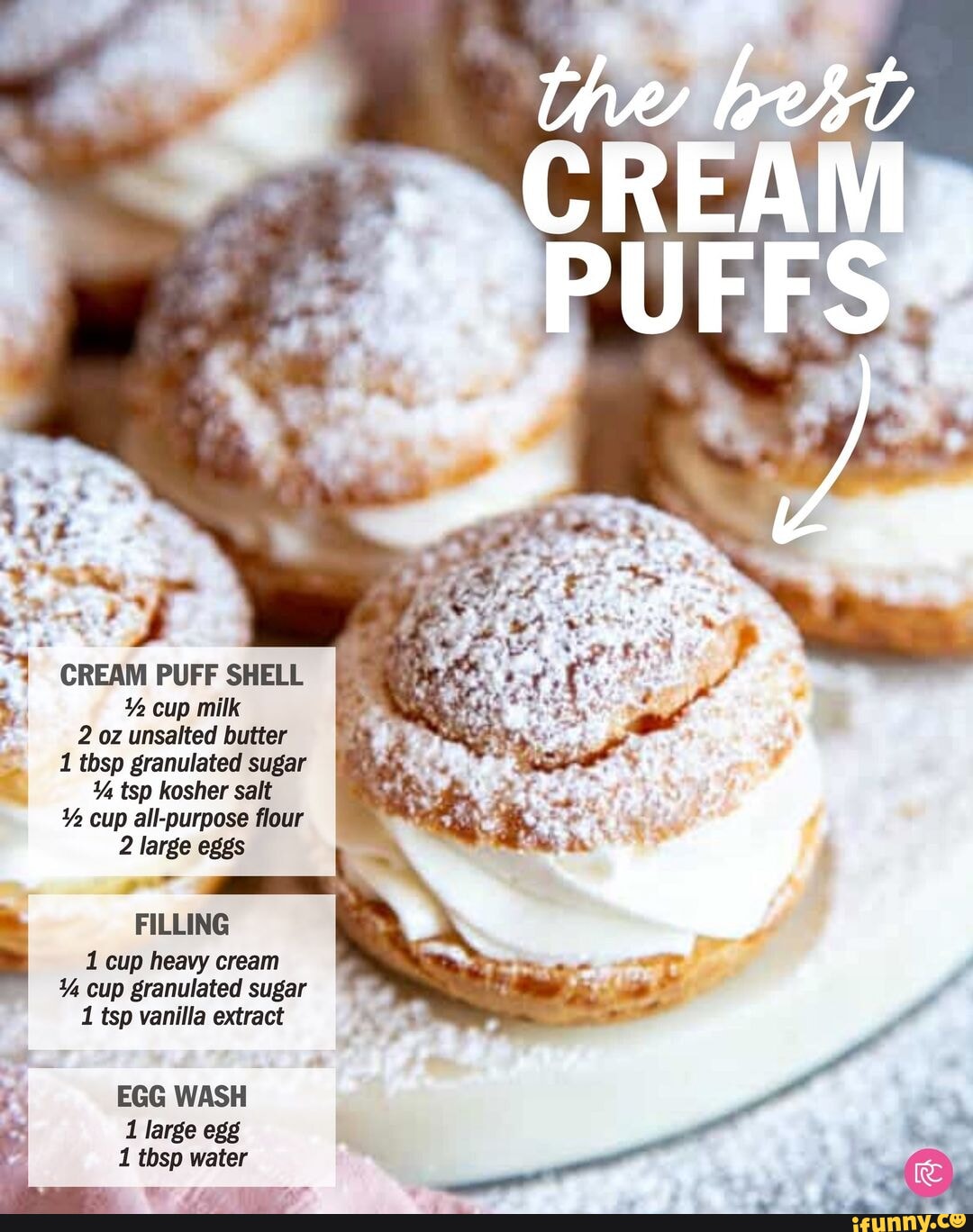 We CREAM PUFF SHELL cup milk 2 oz unsalted butter 1 tbsp granulated ...