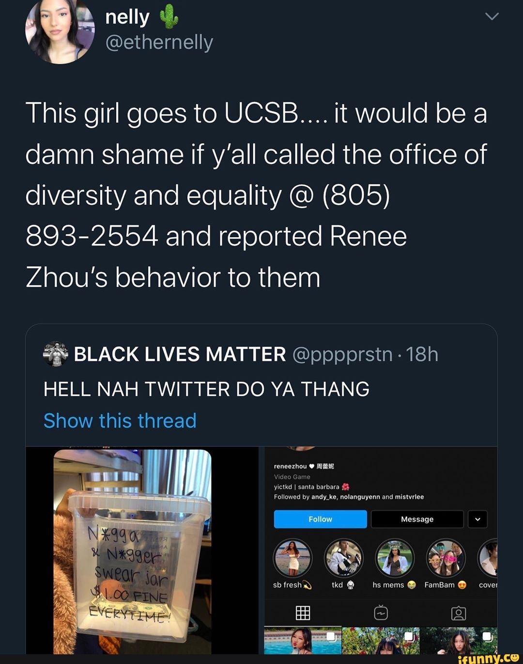 This girl goes to UCSB.... it would be a damn shame if y'all called the ...