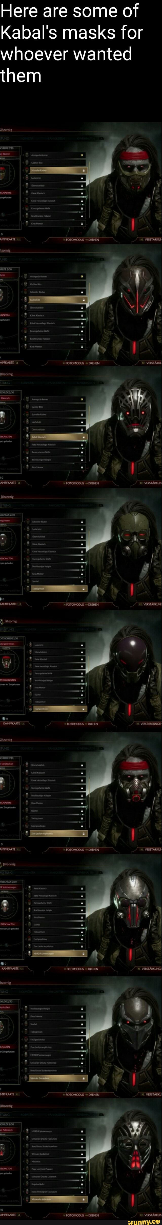 Here are some of Kabal's masks for whoever wanted them - iFunny