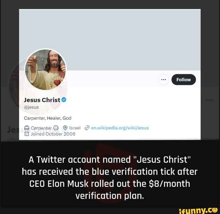 Jesus Christ Carpenter, Healer, God carpenter@ A Twitter account named ...