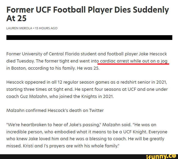 Former UCF Football Player Dies Suddenly At AS LAUREN MEROLA 15 HOURS ...