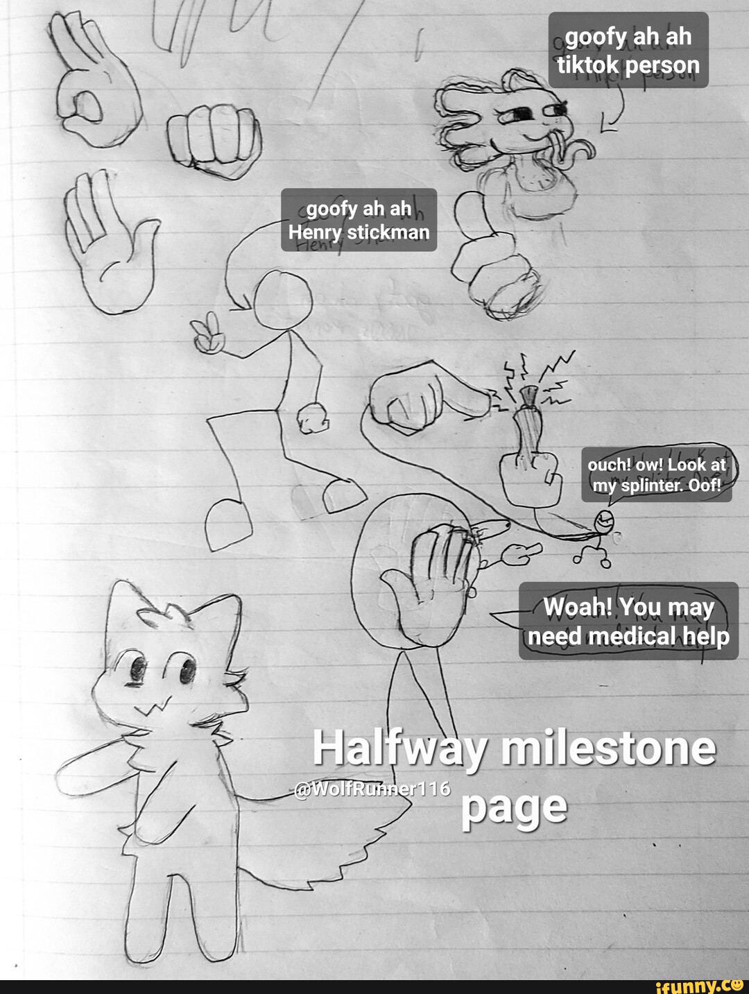 Ah ah goofy ah ah Henry stickman ouch! ow! Look at my splinter. Oof ...