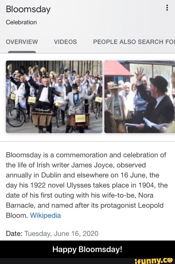 Bloomsday i OVERVIEW VIDEOS PEOPLE ALSO SEARCH FO! Bloomsday is a ...