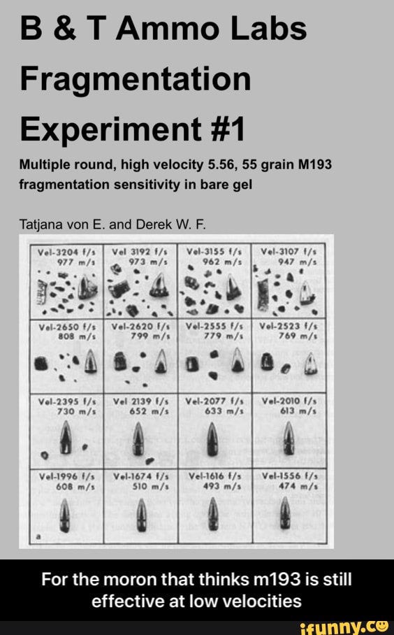 Fragmentation Experiment #1 Multiple round, high velocity 5.56, 55 ...