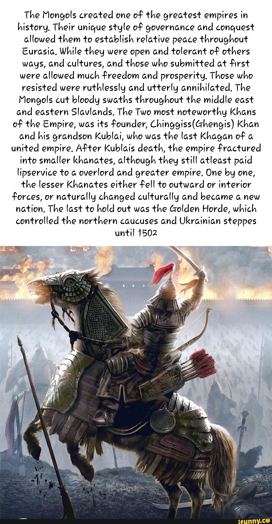 The Mongols created one of the greatest empires in history, Their ...