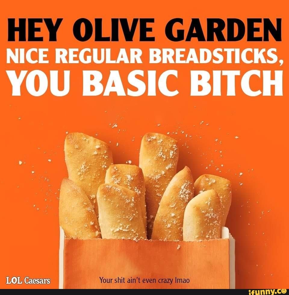 HEY OLIVE GARDEN NICE REGULAR BREADSTICKS, YOU BASIC BITCH Your shit ...