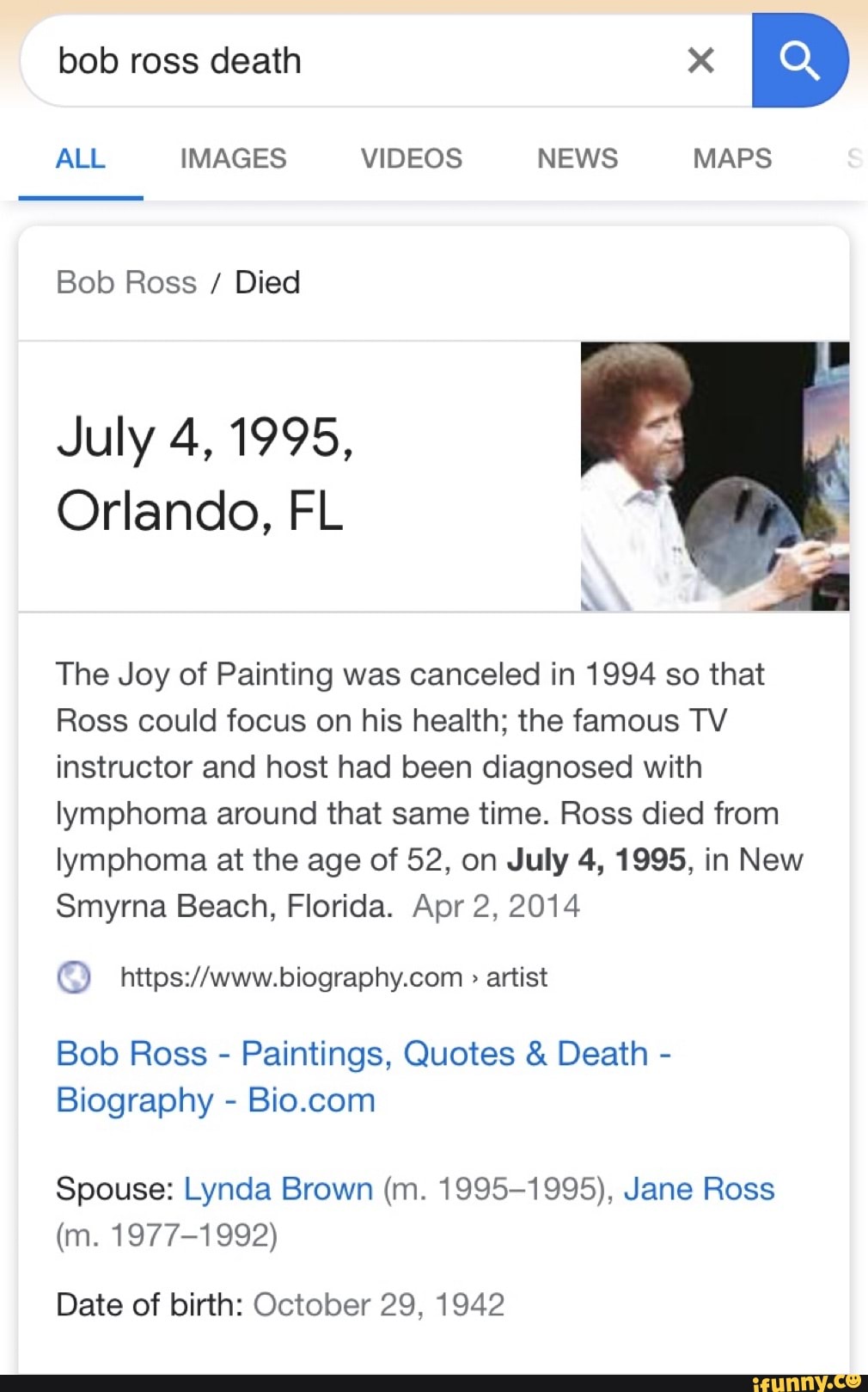 Bob Ross / Died July 4,1995, Orlando, FL The Joy of Painting was ...
