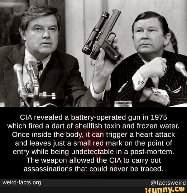 CIA revealed a battery-operated gun in 1975 which fired a dart of ...