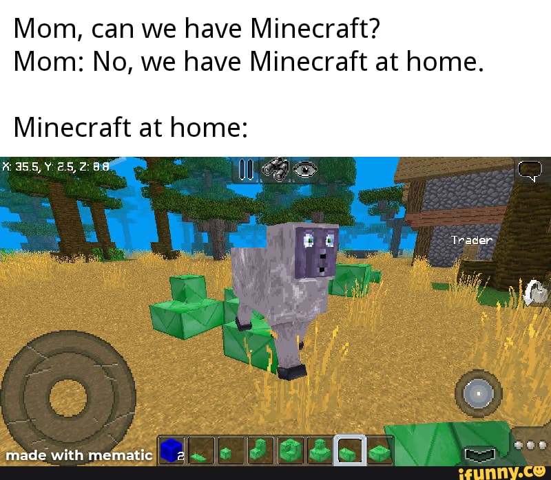 Mom, can we have Minecraft? Mom: No, we have Minecraft at home ...