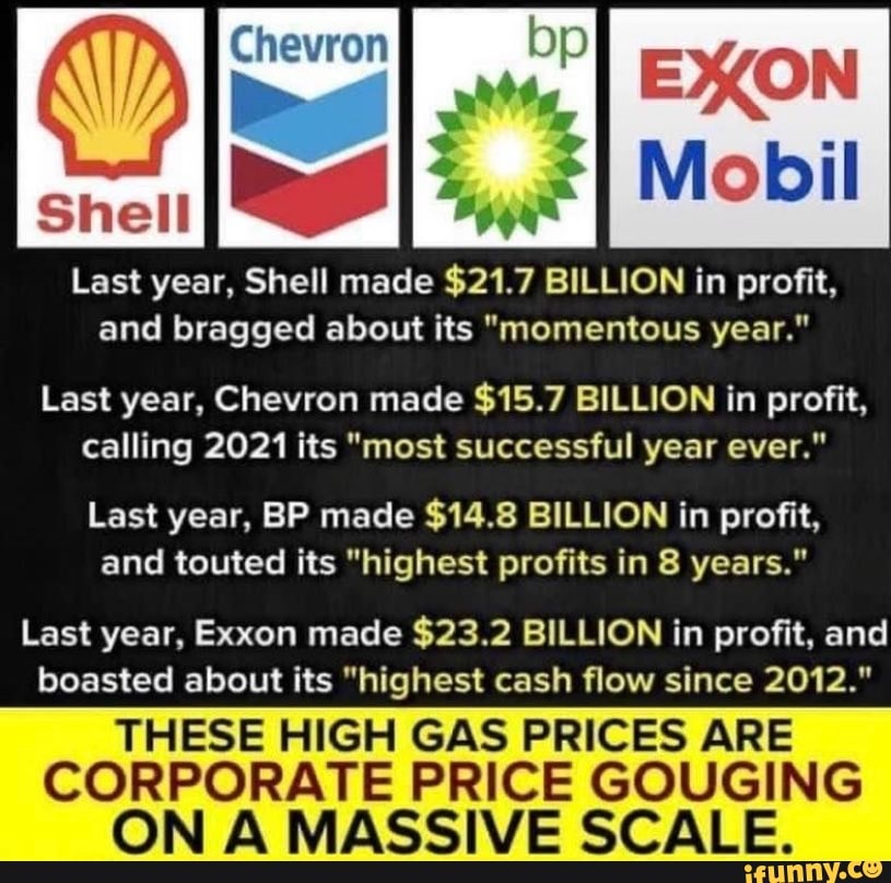 EXON Mobil Shell Last year, Shell made $21.7 BILLION in profit, and ...