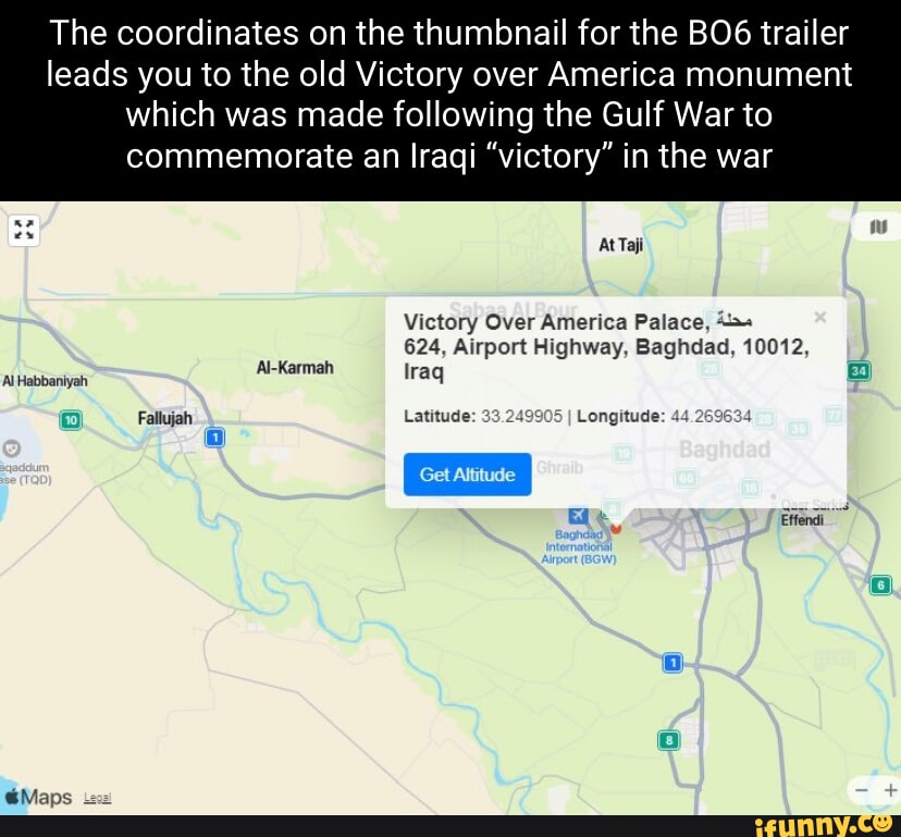 The coordinates on the thumbnail for the trailer leads you to the old ...