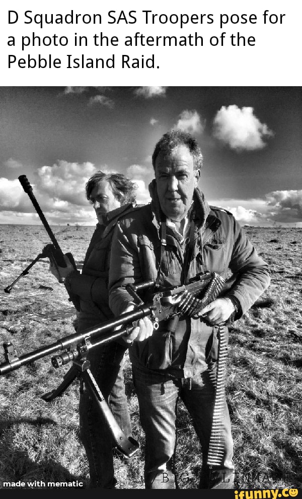 D Squadron SAS Troopers pose for a photo in the aftermath of the Pebble ...