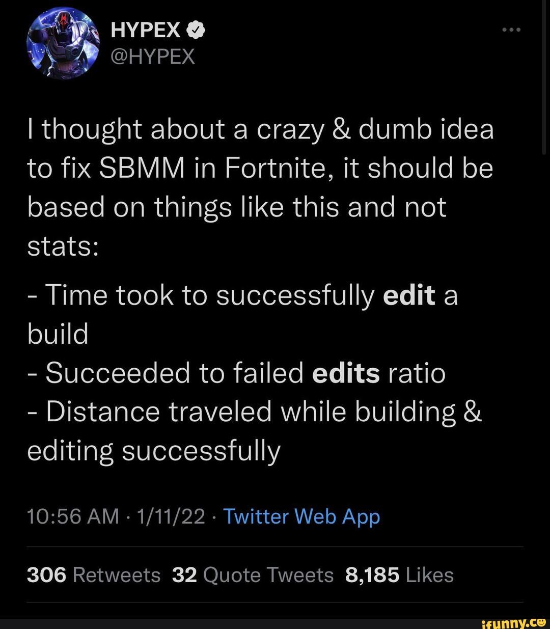 HYPEX I thought about a crazy & dumb idea to fix SBMM in Fortnite, it ...