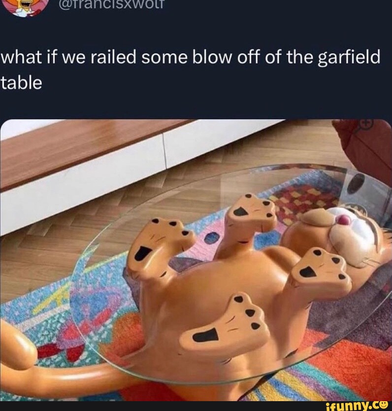 What if we railed some blow off of the garfield table - iFunny