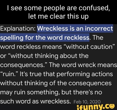 Reckless memes. Best Collection of funny Reckless pictures on iFunny