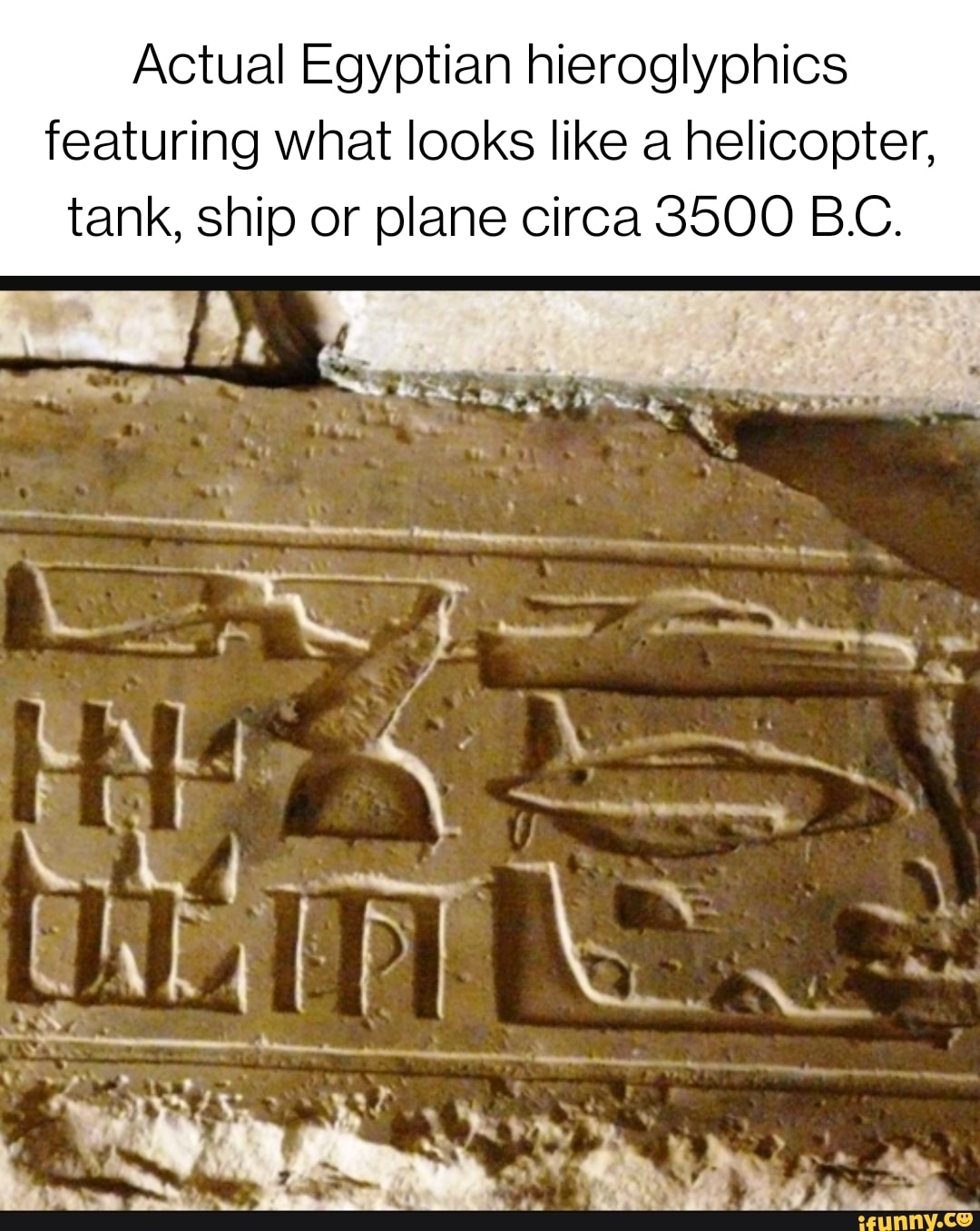 Actual Egyptian hieroglyphics featuring what looks like a helicopter ...