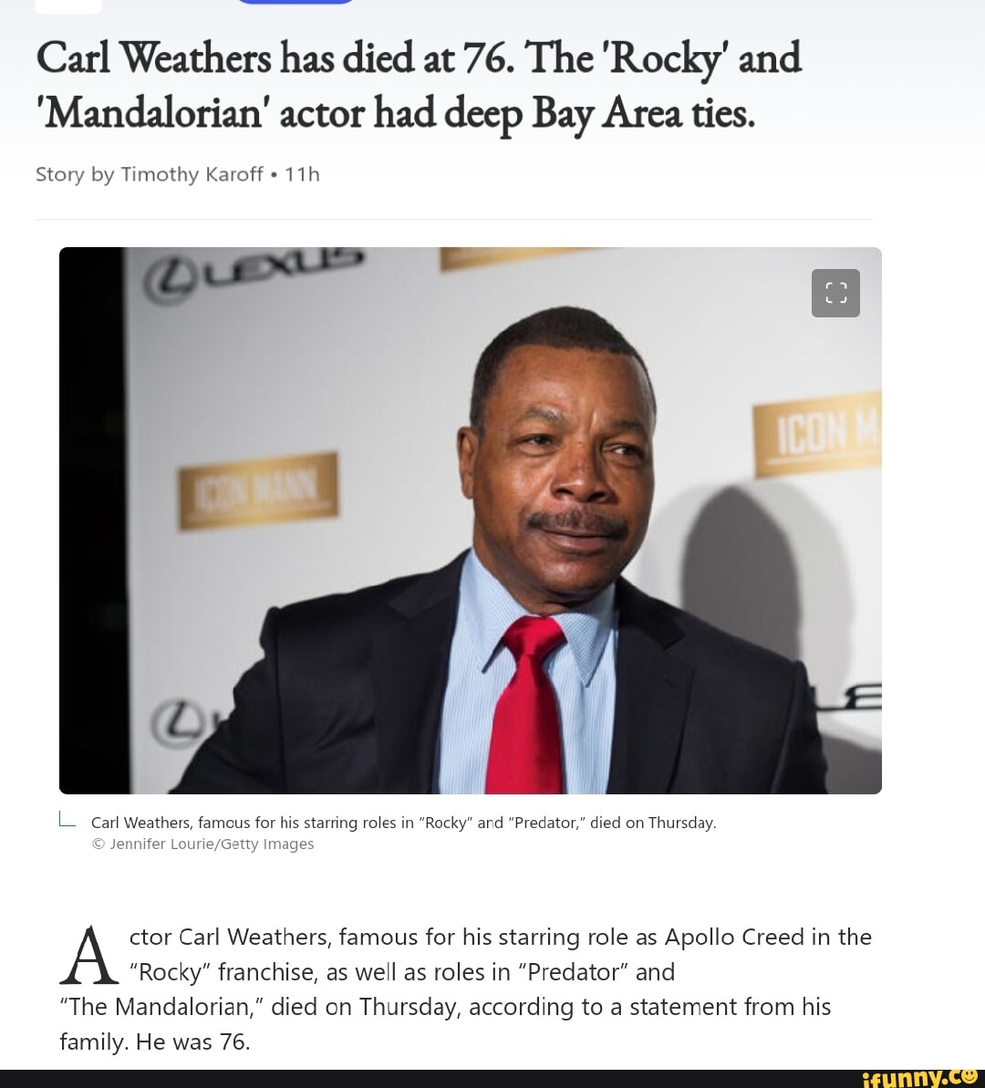 Carl Weathers has died at 76. The 'Rocky' and "Mandalorian' actor had ...