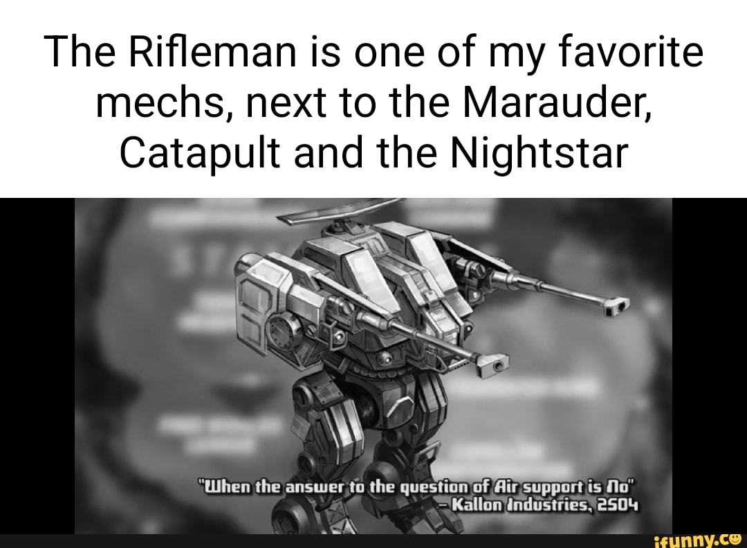 The Rifleman is one of my favorite mechs, next to the Marauder ...