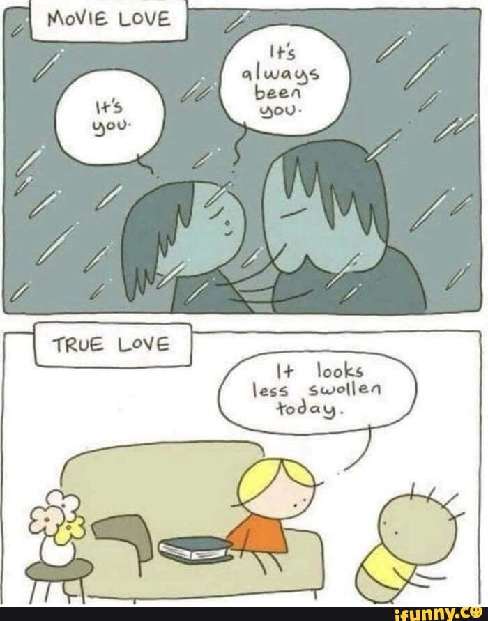 MoVIE LOVE ox bee TRUE LOVE looks less swollen today. - iFunny