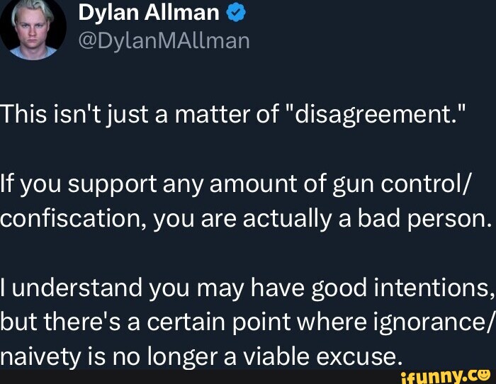 Dylan Allman @DylanMAliman This isn't just a matter of "disagreement ...