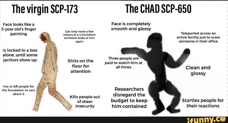The virgin SCP-I73 The CHAD SCP-ﬁﬁﬂ Is locked in a box - iFunny