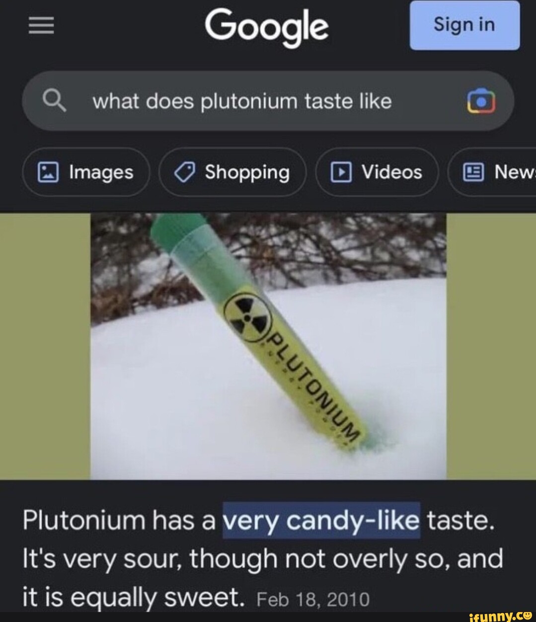 = Google Q_ what does plutonium taste like Images Shopping Videos New ...
