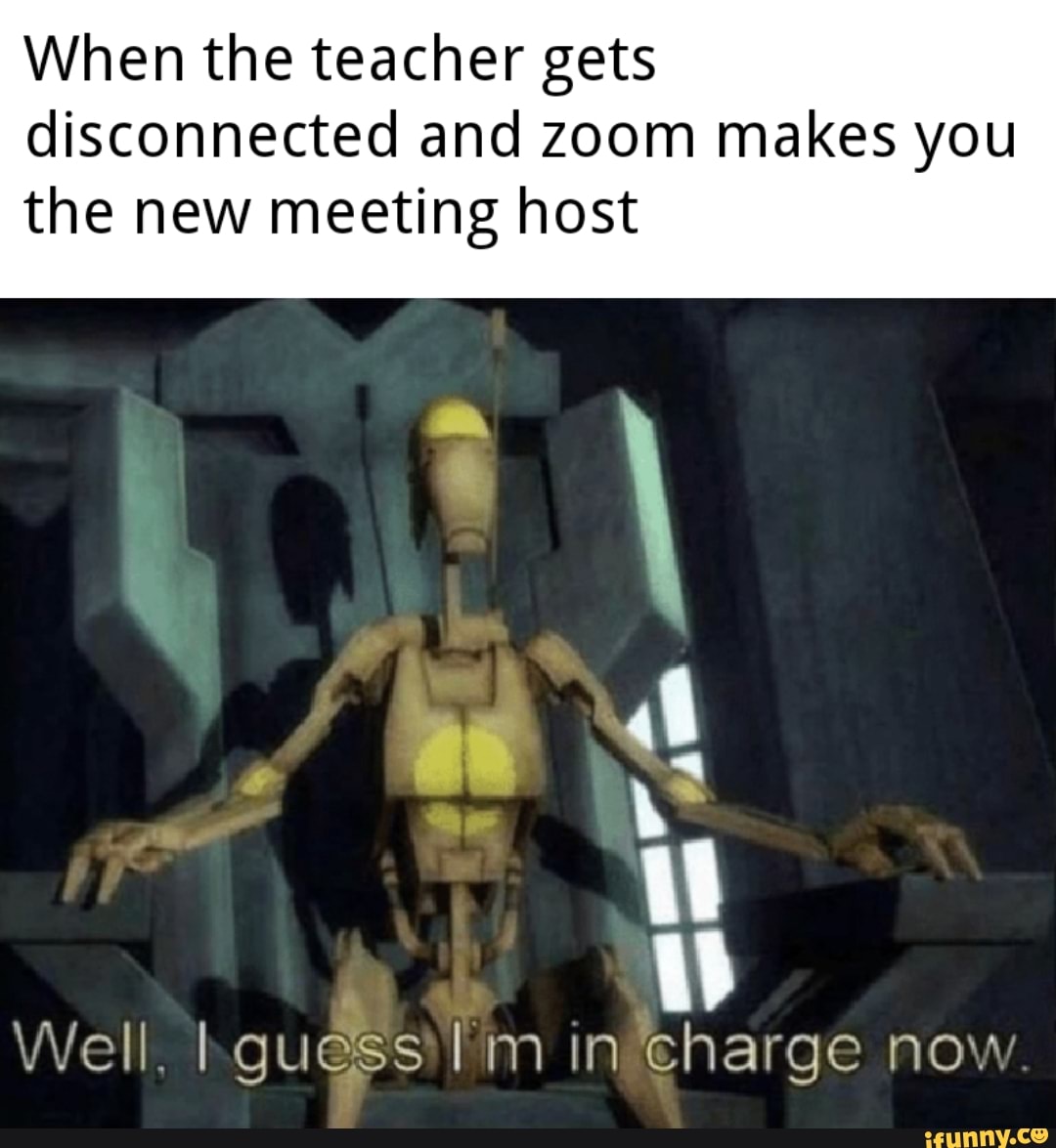 When the teacher gets disconnected and zoom makes you the new meeting ...