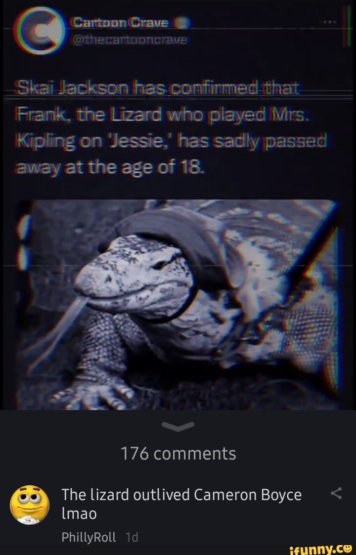 Skai_Jackson has. comfinmed -that Frank, the Lizard who played Mrs ...
