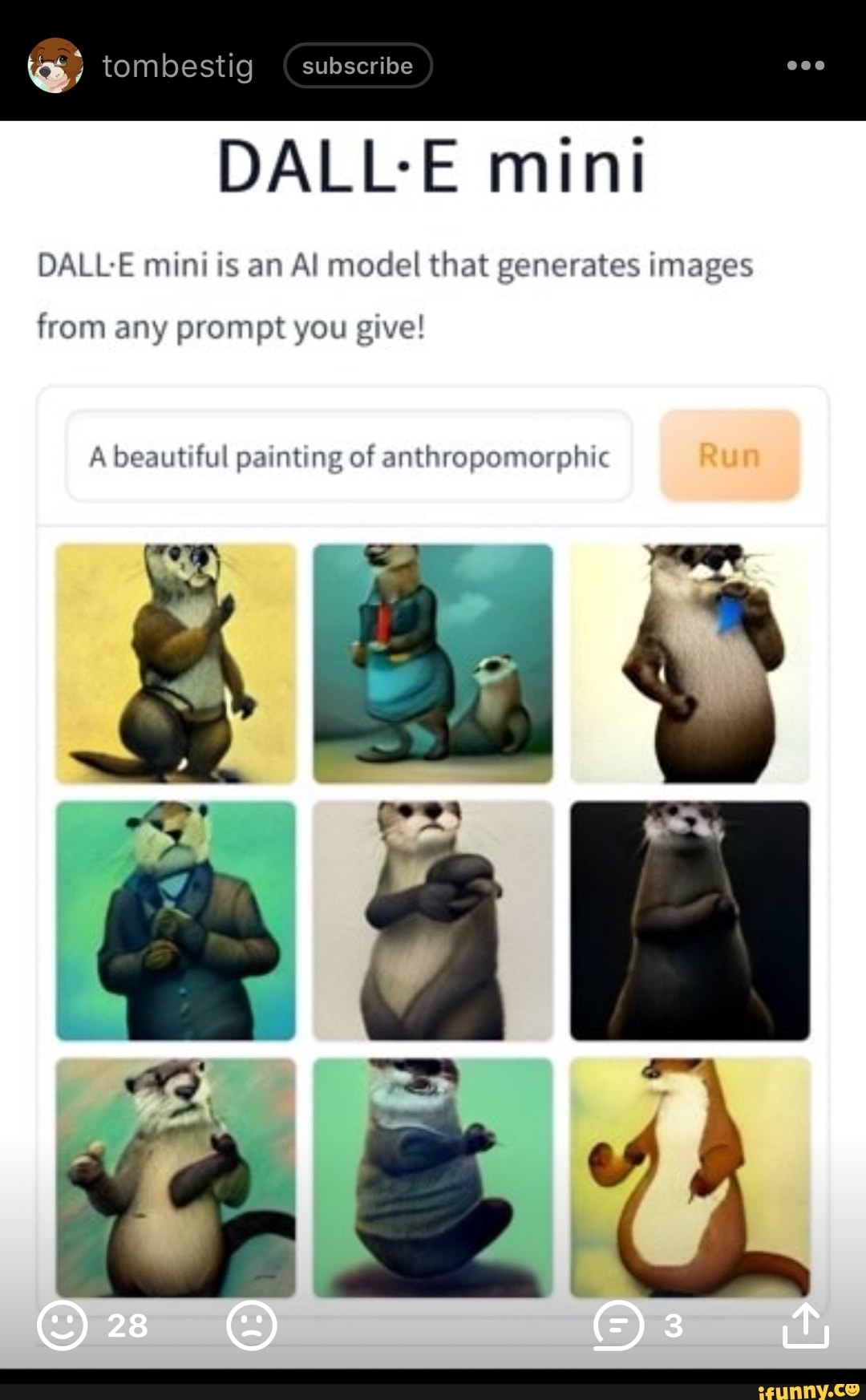 Tombestig subscribe mini DALE mini is an Al model that generates images ...