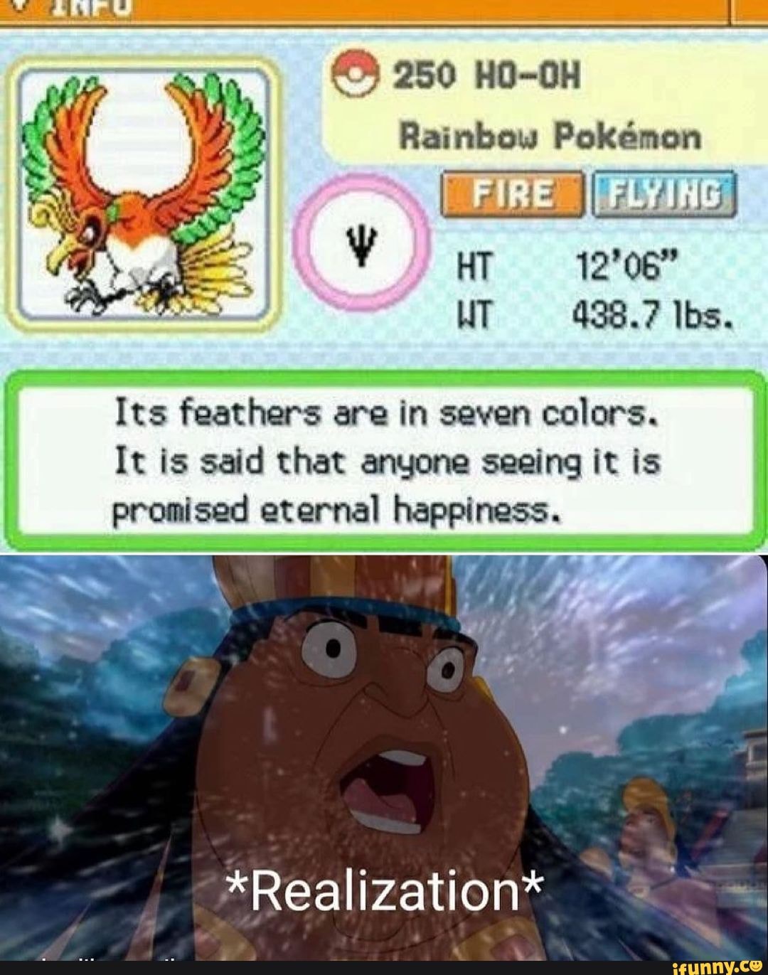 250 HO-OH Rainbow Pokemon FLYING) HT 12'06" WT 438.7 Ibs. Its feathers ...