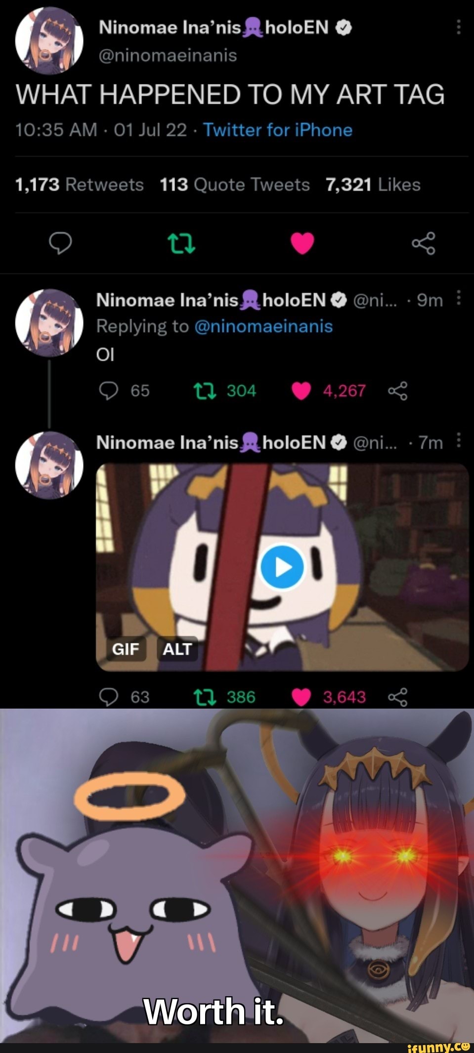 Ninomae Ina'nis holoEN @ @ninomaeinanis WHAT HAPPENED TO MY ART TAG AM ...