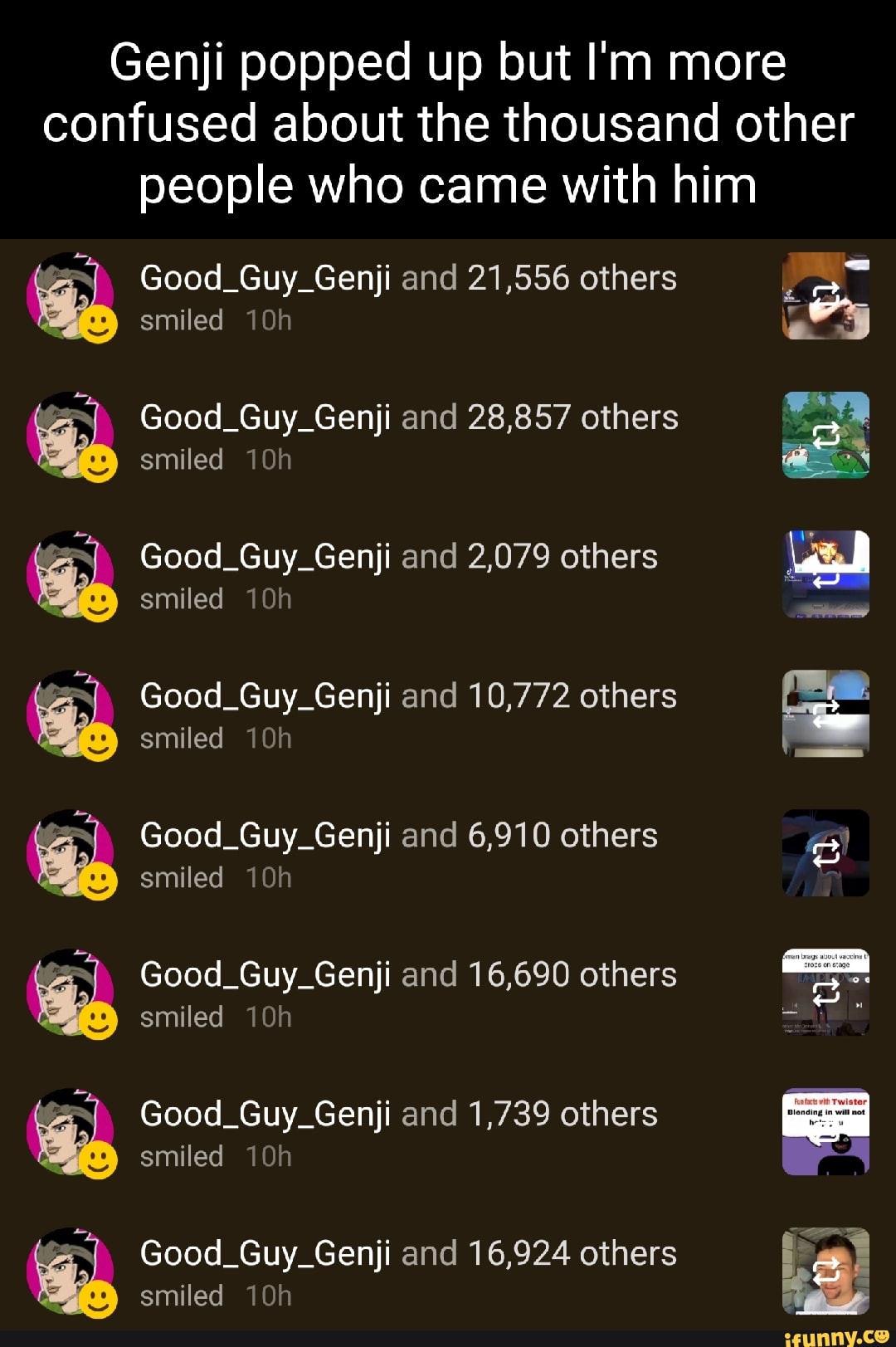Genji popped up but I'm more confused about the thousand other people ...