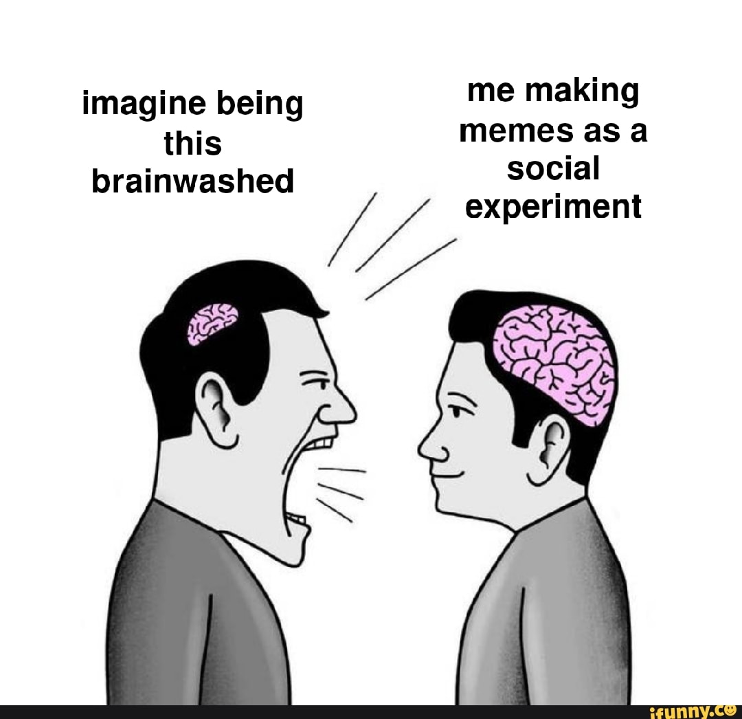 Imagine being me making this memes as a brainwashed social experiment - iFunny