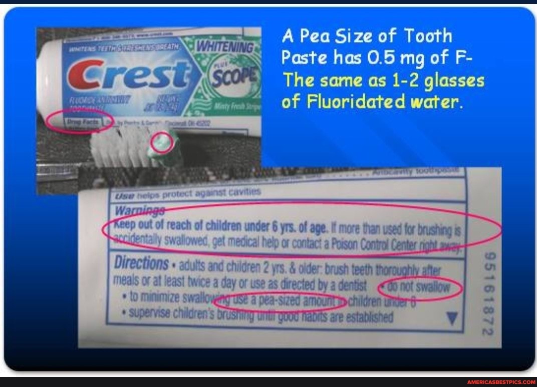 A Pea Size of Tooth Paste has 0.5 mg of F- The same as 1-2 glasses of ...