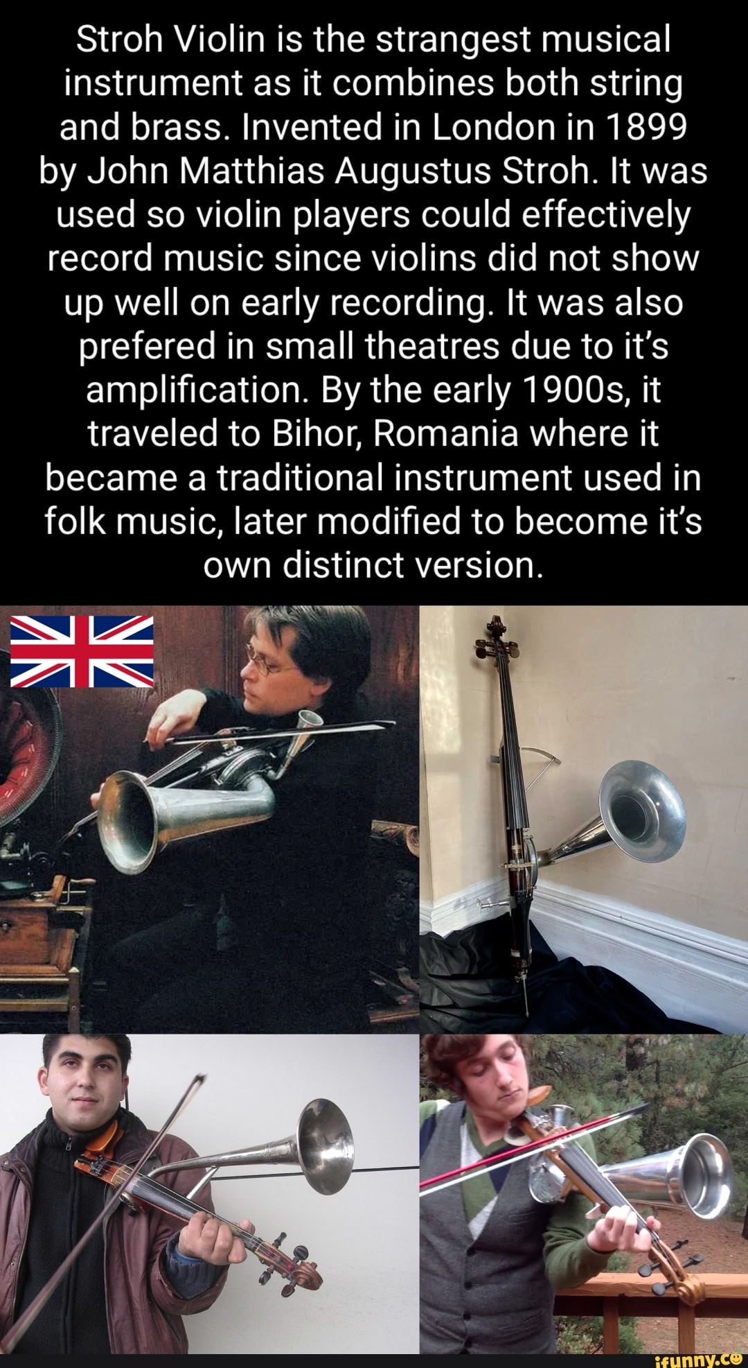 Stroh Violin is the strangest musical instrument as it combines both ...